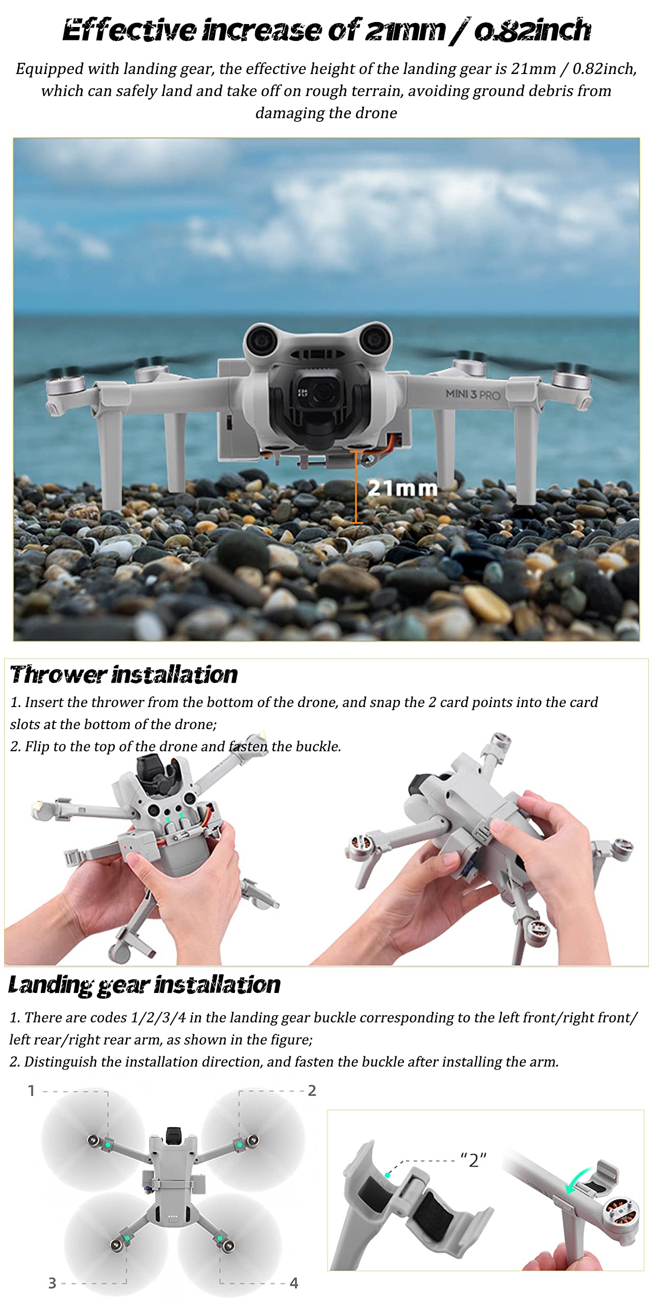 O'woda Airdrop System for Mini 3 Pro, Payload Delivery Transport Device with Landing Leg + Propellers for Drone Fishing, Weddings, Search & Rescue Compatible with DJI Mini 3 / Mini 3 Pro Accessories
