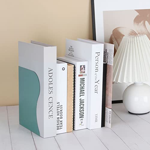 Zyners Adjustable Metal Bookends Heavy Duty for Shelves, 2 Dividers, Anti-Slip Design Expandable Book Ends for Desk, Office(Dark Green, 19 inches Max)