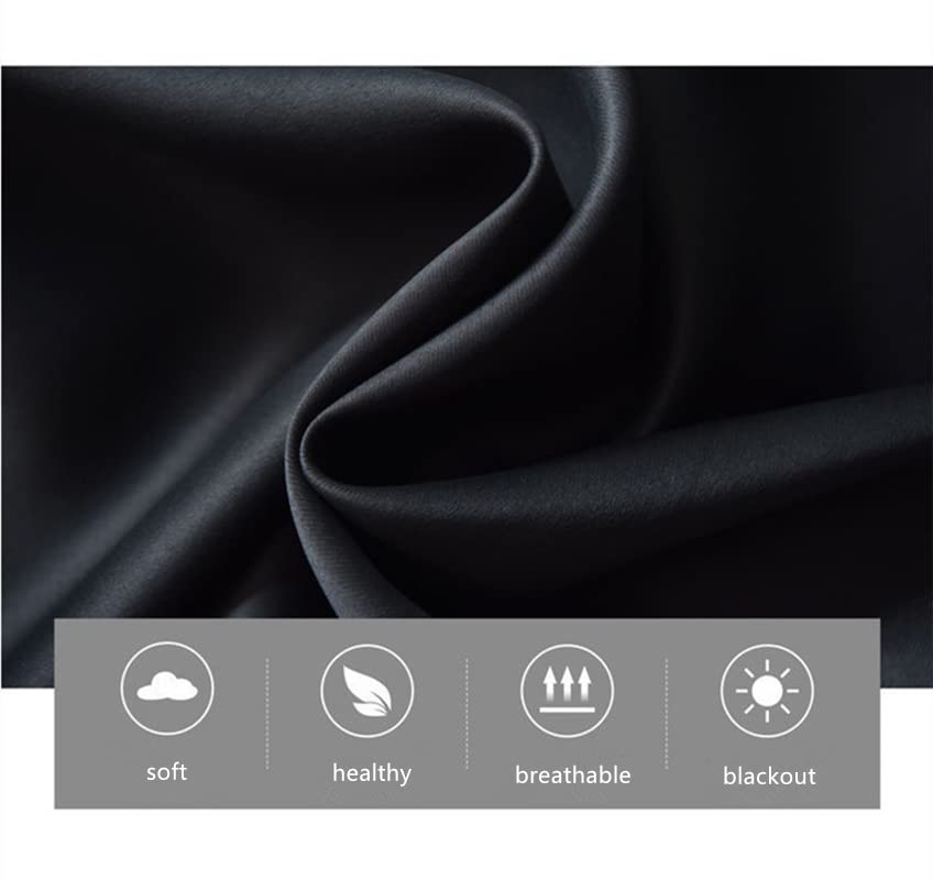 Lightolife Thickened Blackout Bunk Bed Curtains for Bottom Full, Install Accessory Included, 2 Panels, Black 47.2in
