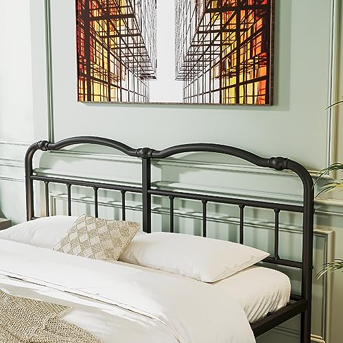 Cleaniago Queen Bed Frame with Headboard and Footboard, Vintage Style, Steel Slats, 14 Inch High and 3500 Pounds Weight Capacity, No Box Spring Needed Platform, Easy Assembly—Black