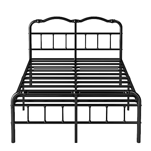 RLDVAY Queen Bed Frame with Headboard and Footboard, 18 Inch High, Heavy Duty Bed Frame Queen Size with Headboard, No Box Spring Needed, Under Bed Storage, Easy Assembly, Noise-Free, Black