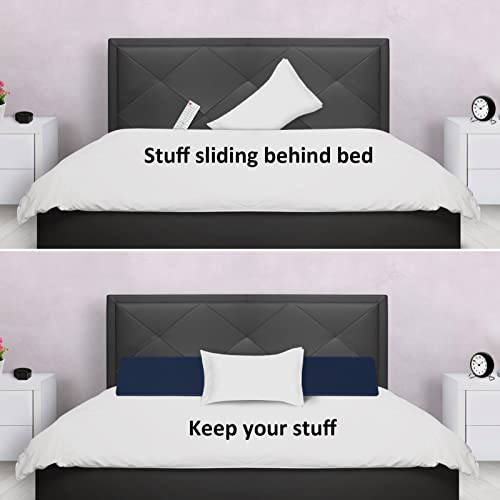 HITHSM Wedge Pillow Headboard Bed Gap Filler Crack Pillow Mattress Gap Filler Wedge (Navy, Queen Pillow)