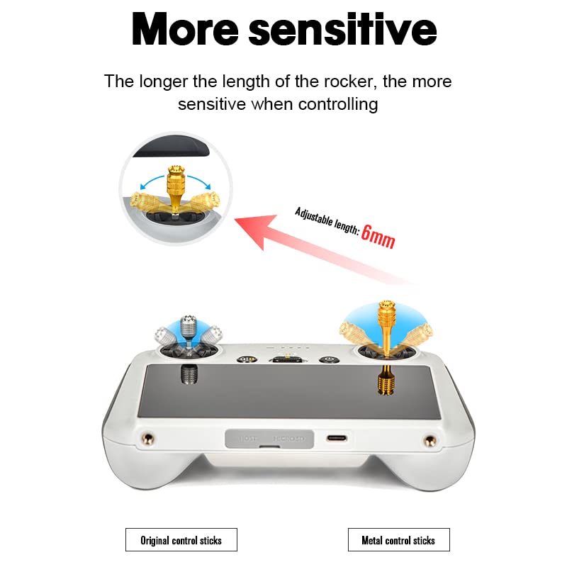 Joystick Replacement, Controller Joysticks Rod Compatible for DJI Mini 3 PRO Remote Control Thumb Rocker Sticks for Drone Remote Controller Aluminum Alloy (1111080)