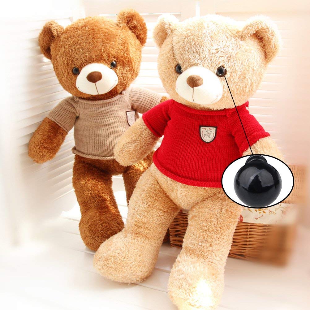 200 pcs 6-12 mm Plastic Safety Eyes, Black Safety Eyes Doll Making with Washer for Toy Making DIY Crafts