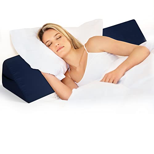 HITHSM Wedge Pillow Headboard Bed Gap Filler Crack Pillow Mattress Gap Filler Wedge (Navy, Queen Pillow)