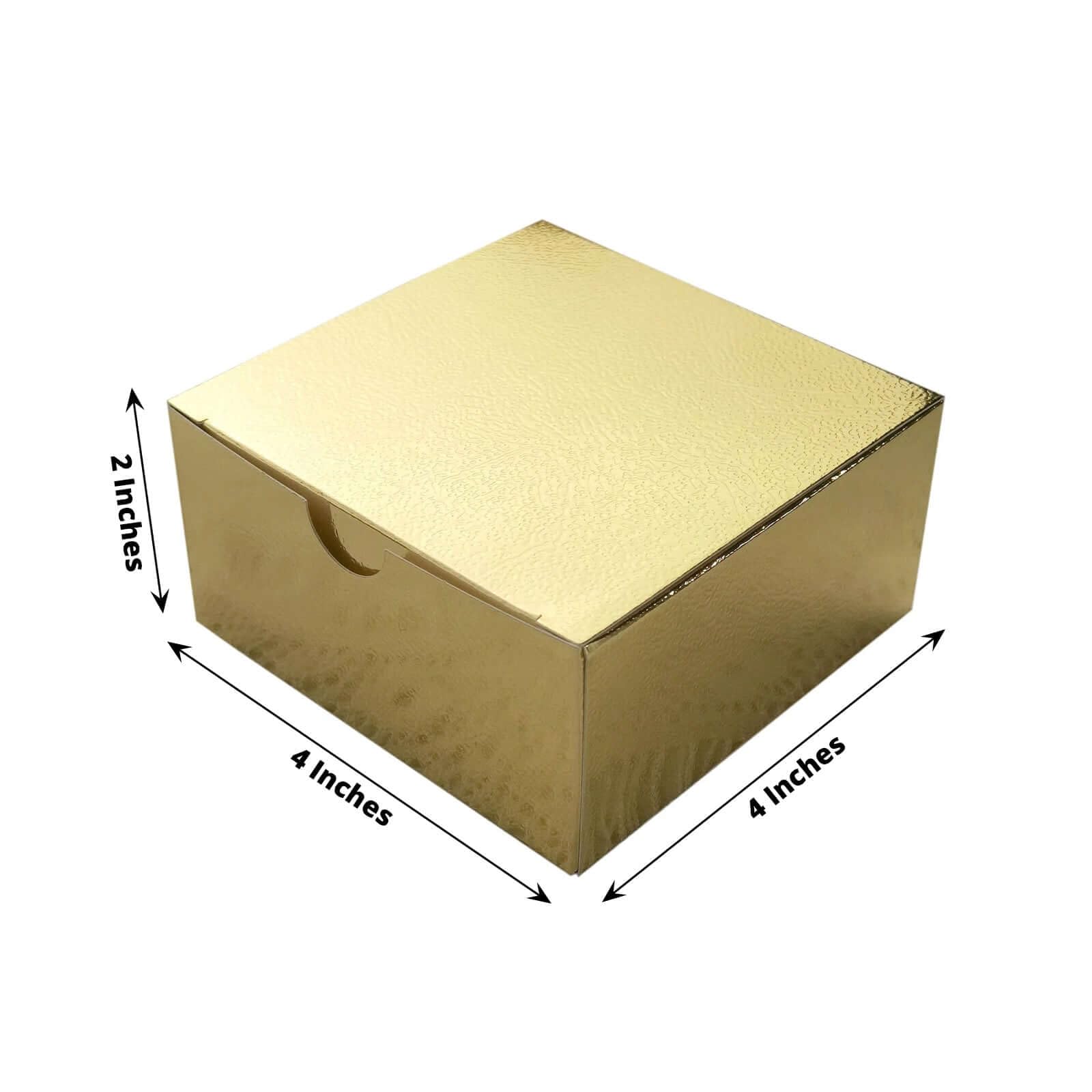 Efavormart 100pcs of 4x4x2 Gold Cake Box for Candy Treat Gift Wrap Box Party Favor Boxes for Bridal Shower Wedding Party