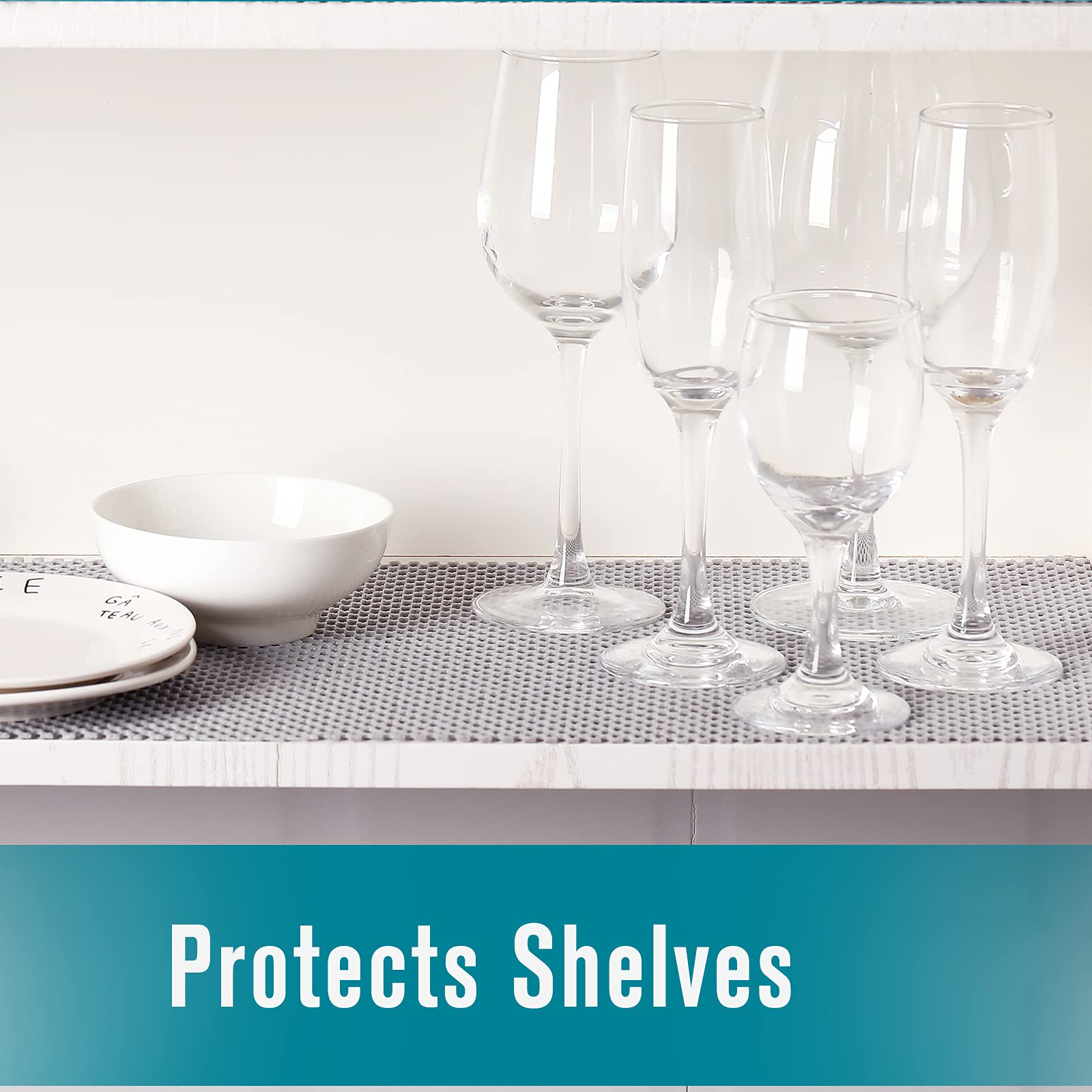 Shelf Cabinet Liner, Drawer Liners Non-Adhesive 12 in X 20 Ft, Strong Grip Non Slip Shelving Liner for Kitchen Cabinets, Easy Install Storage, Drawers, Shelves Kitchenware Tableware Light Gray Liners