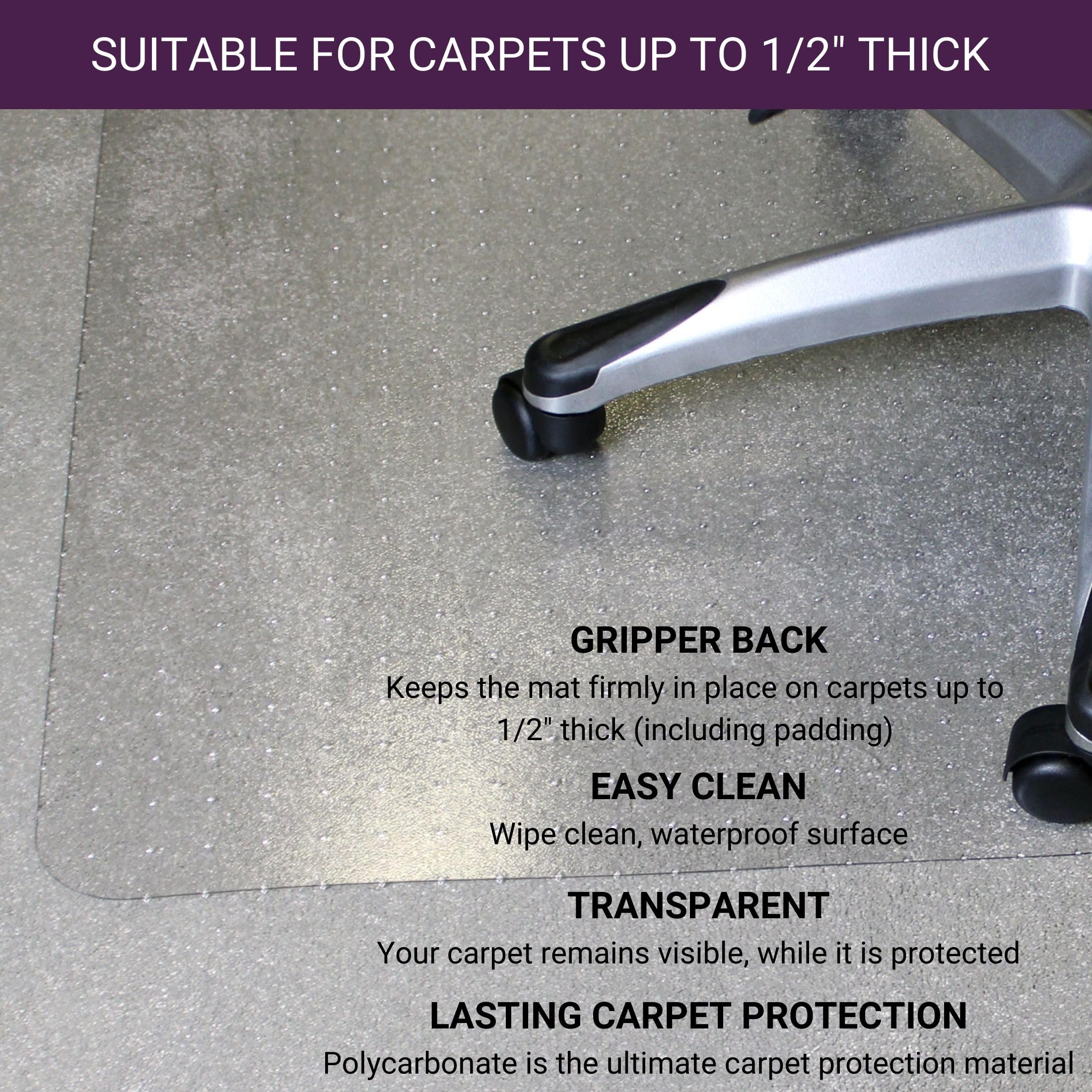 Marvelux 36" x 48" Heavy Duty Polycarbonate Office Chair Mat for Low, Standard and Medium Pile Carpeted Floors | Rectangular Transparent Carpet Protector | Shipped Flat | Multiple Sizes