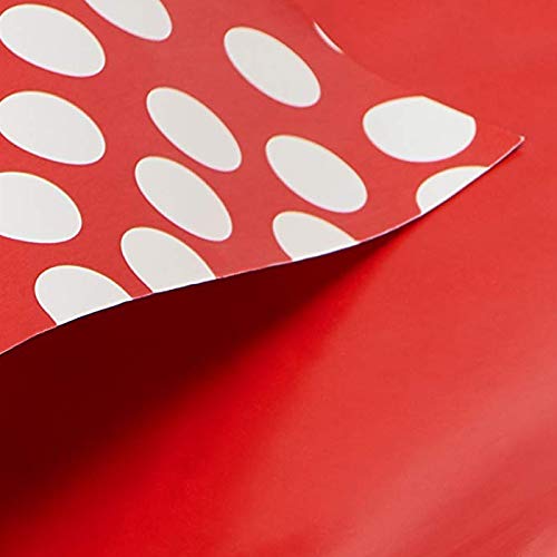 American Greetings Reversible Wrapping Paper Jumbo Roll for Birthdays, Mother's Day, Father's Day, Graduation and All Occasions, Red and White Polka Dots (1 Roll, 175 sq. ft.)