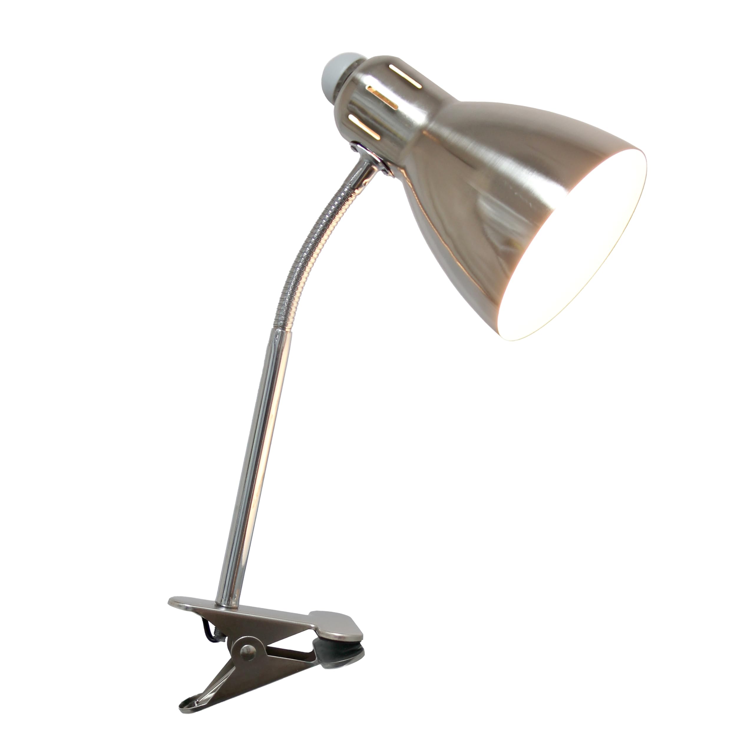 Simple Designs LD2016-BSN Adjustable Flexible Gooseneck Clip Light Desk Lamp, Brushed Nickel