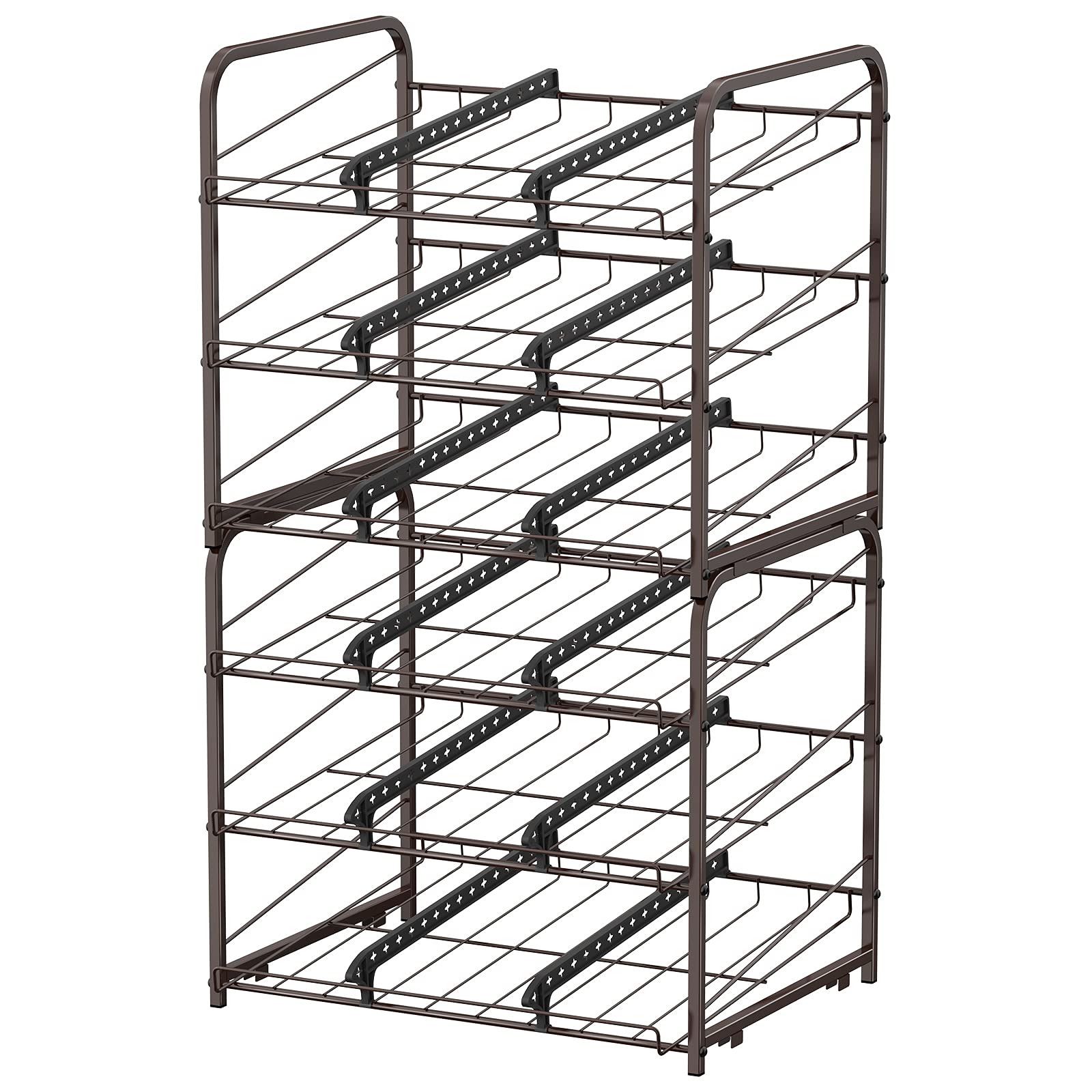 Can Organizer for Pantry Stackable 2 Pack, Can Storage Organizer Rack Stacking Can Dispensers Small Space Holds up to 36 Cans for Pantry, Kitchen, Cabinet- Brown
