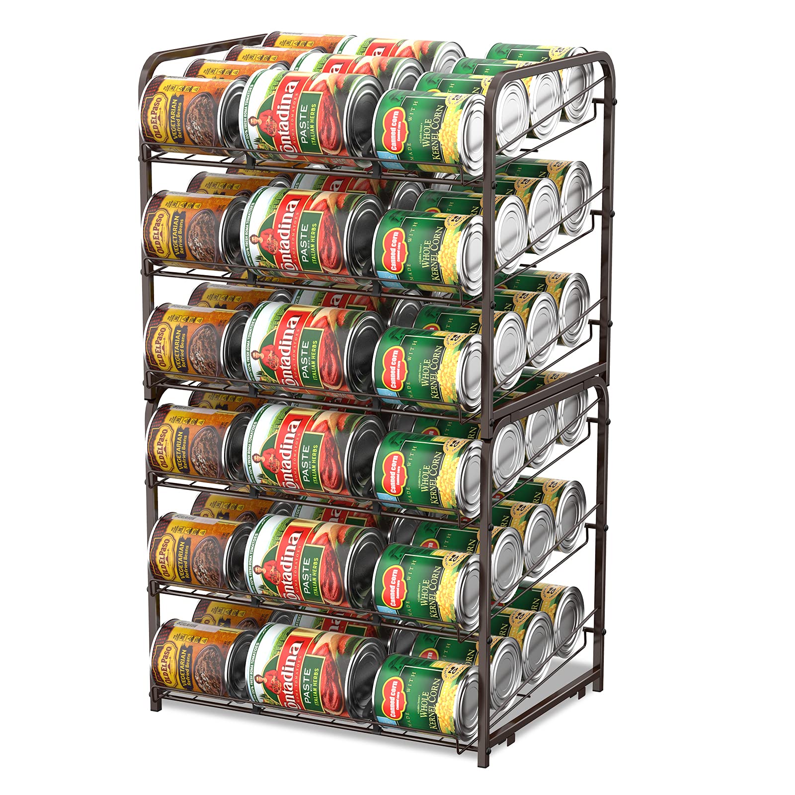 Can Organizer for Pantry Stackable 2 Pack, Can Storage Organizer Rack Stacking Can Dispensers Small Space Holds up to 36 Cans for Pantry, Kitchen, Cabinet- Brown