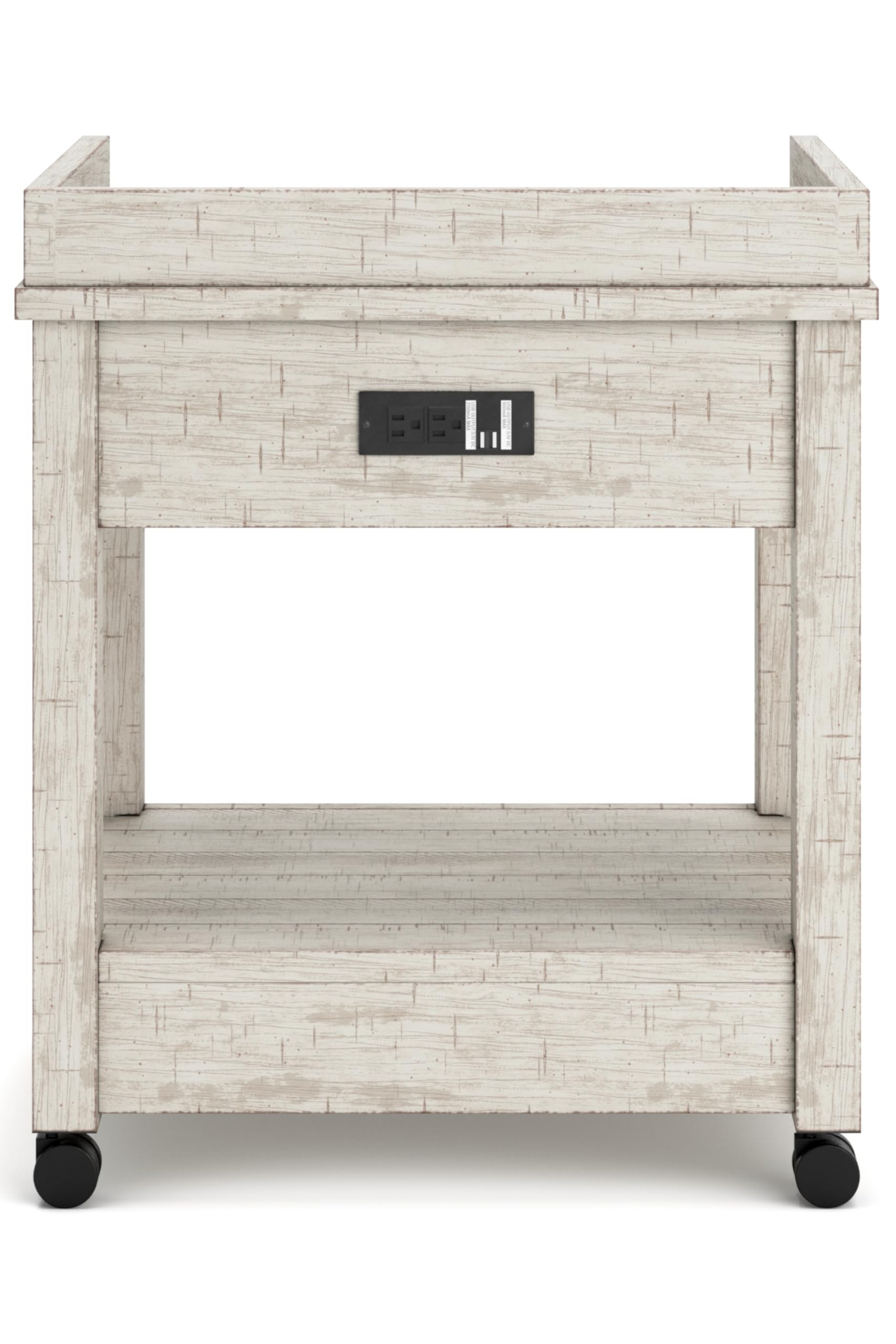 Signature Design by Ashley Carynhurst Rustic Farmhouse Printer Stand with Casters, Whitewash