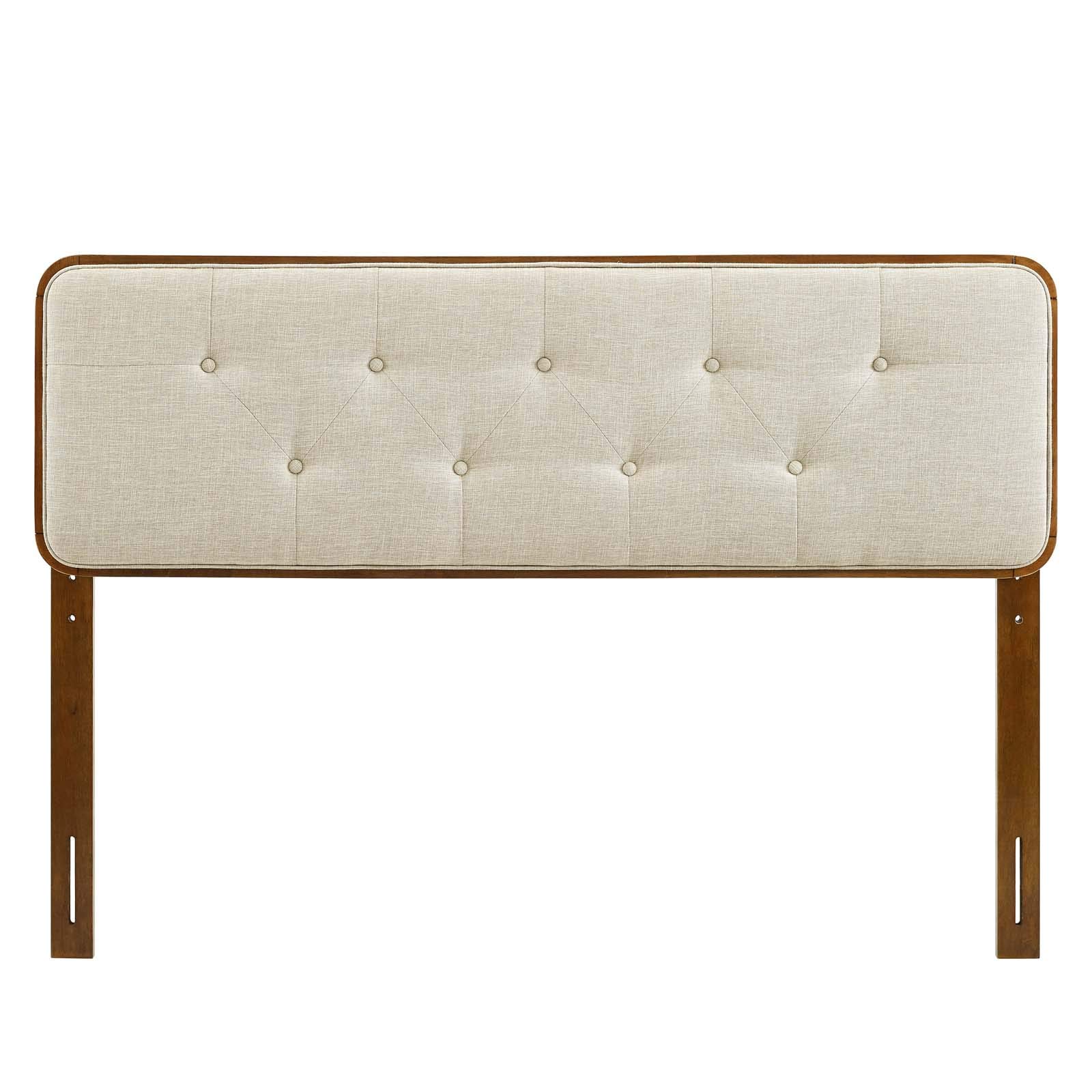 Modway MOD-6234-WAL-BEI Collins Tufted Queen Fabric and Wood Headboard, Walnut Beige