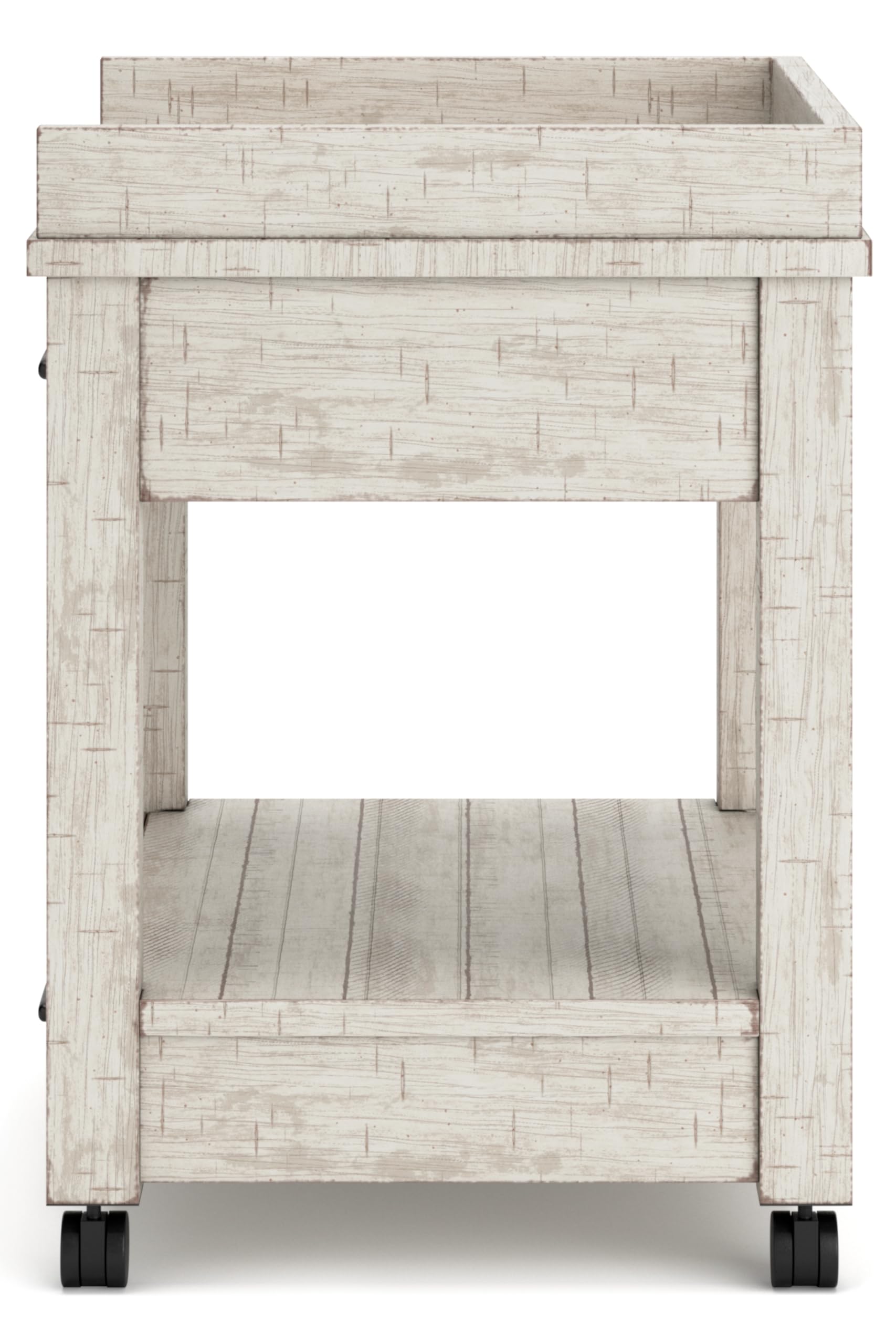 Signature Design by Ashley Carynhurst Rustic Farmhouse Printer Stand with Casters, Whitewash