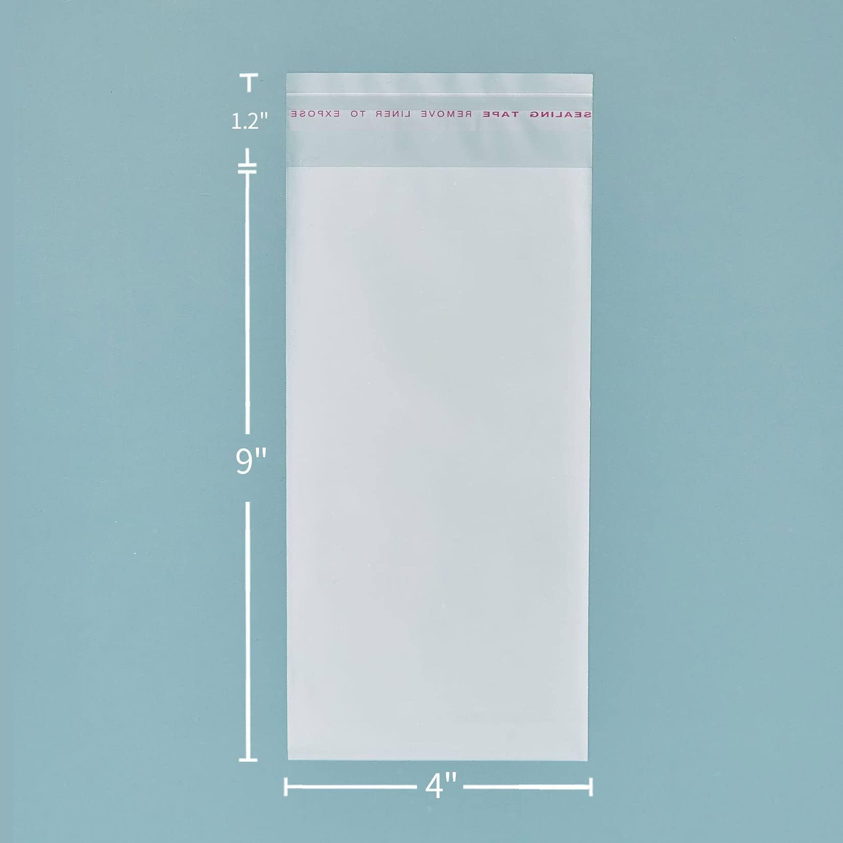 Yotelab Self Sealing Cellophane Bags,4x9 Inch Clear Resealable Cellophane Bags Self Adhesive for Packaging Packaging Gifts, Products,100 Pcs