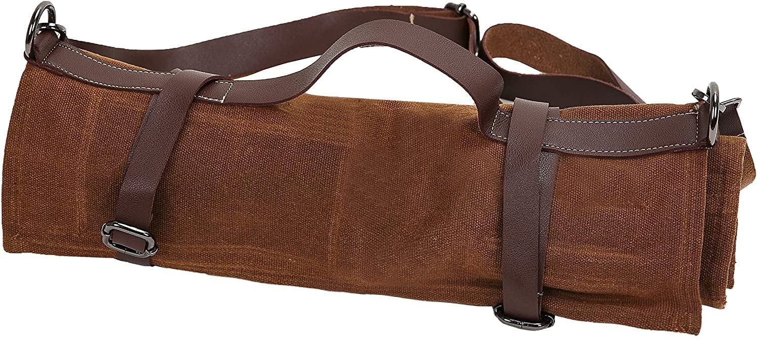 Knife Bag,Canvas Chef Knife Roll Bag,Chef Knife Case Roll Bag,Chef Knife Case Roll Bag With 10 Slots Plus 3 Zipper Pockets, Carry Handle & Shoulder Strap Chef Knife Bag For Men Culinary Traveling.