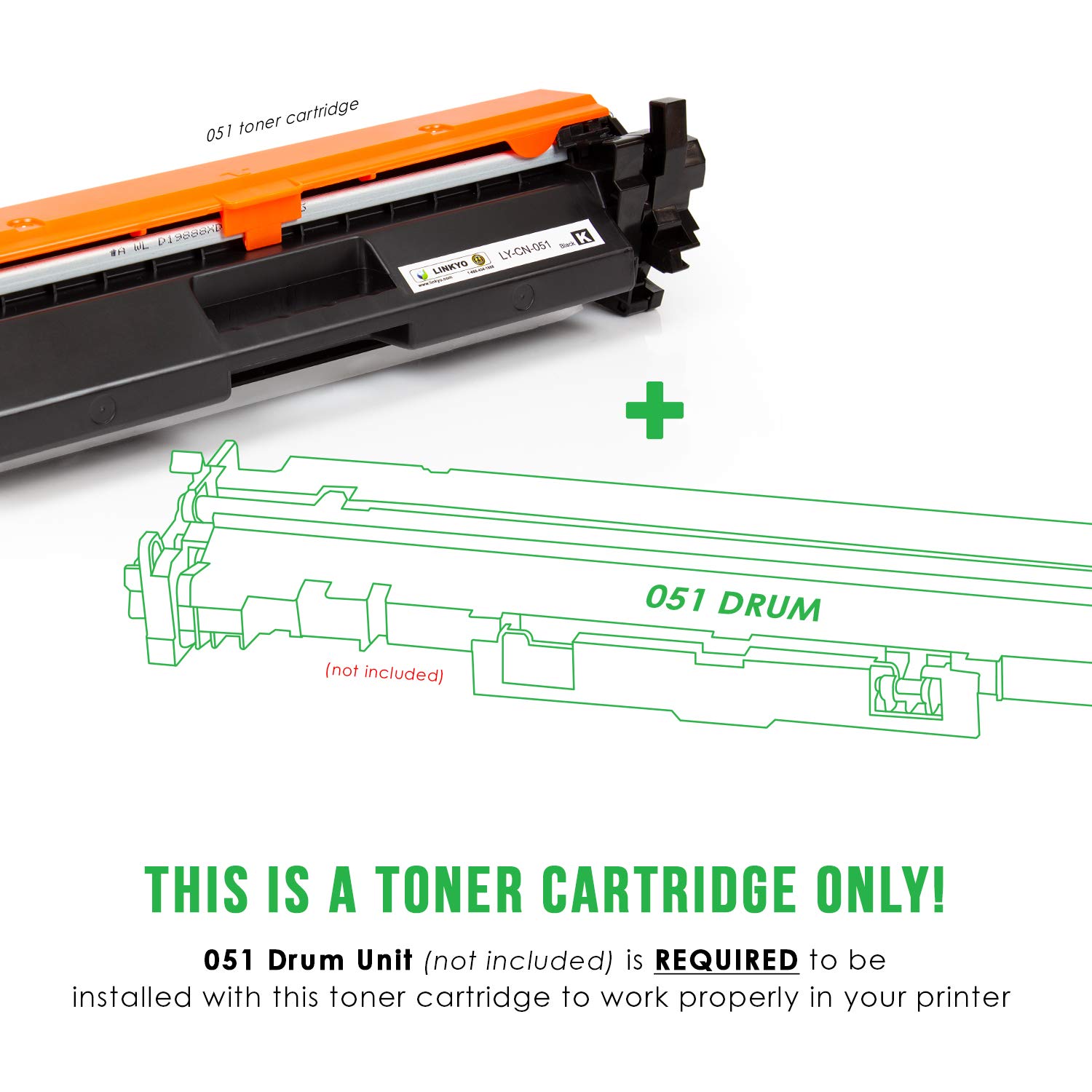 LINKYO Compatible Toner Cartridge Replacement for Canon 051 (Black, 2-Pack)