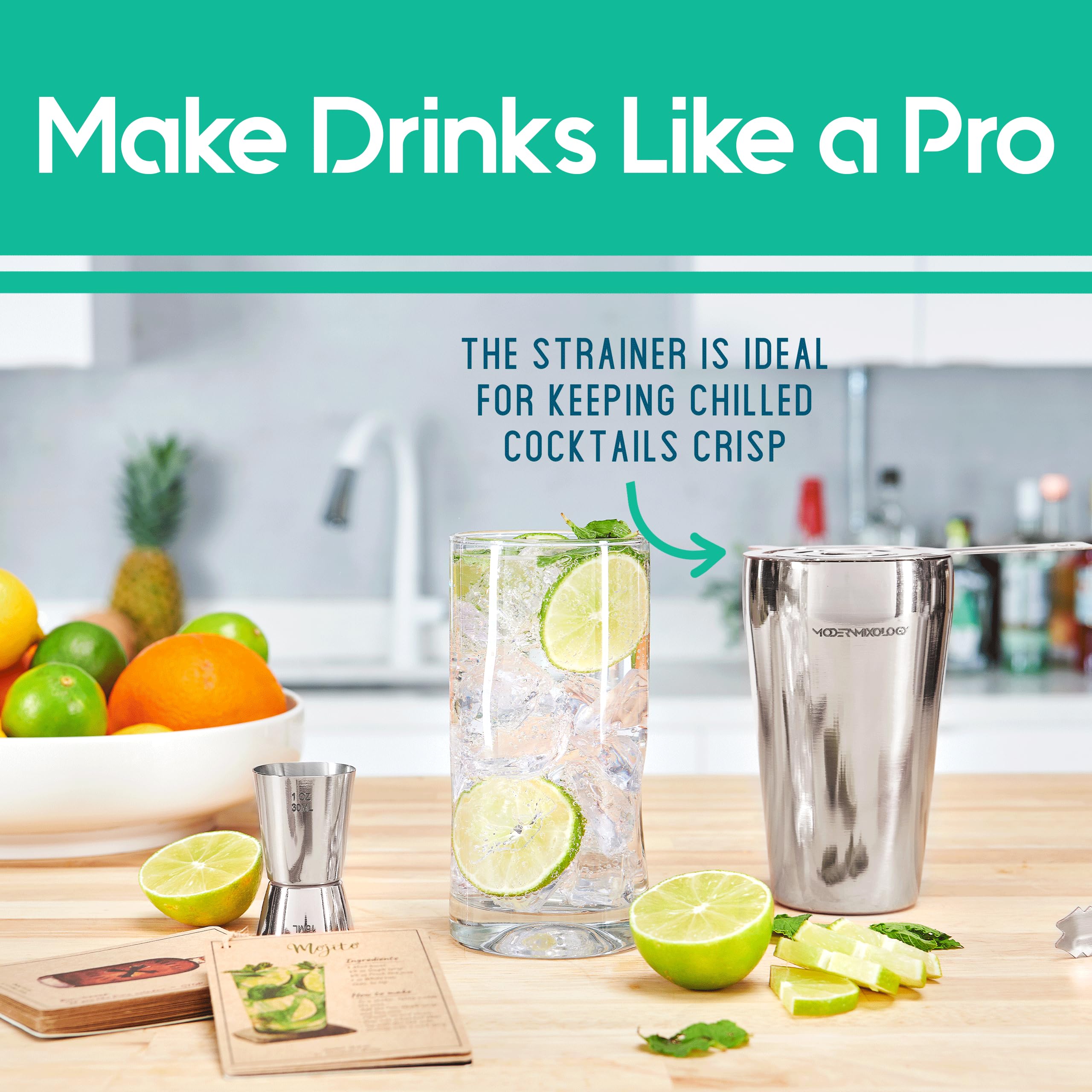 Mixology Bartender Kit with Stand | Silver Bar Set Cocktail Shaker Set for Drink Mixing - Bar Tools: Martini Shaker, Jigger, Strainer, Bar Mixer Spoon, Tongs, Opener | New Bartender Gift Idea