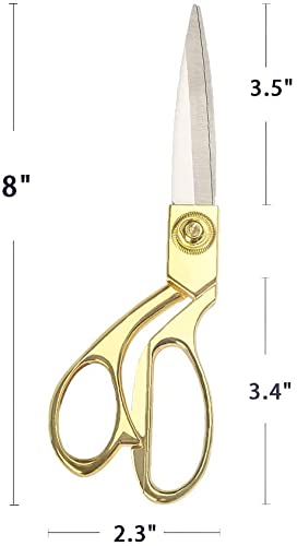 SIRMEDAL Professional Heavy Duty Tailor Scissors 8" Gold Stainless Steel Dressmaker Shears(Gold)