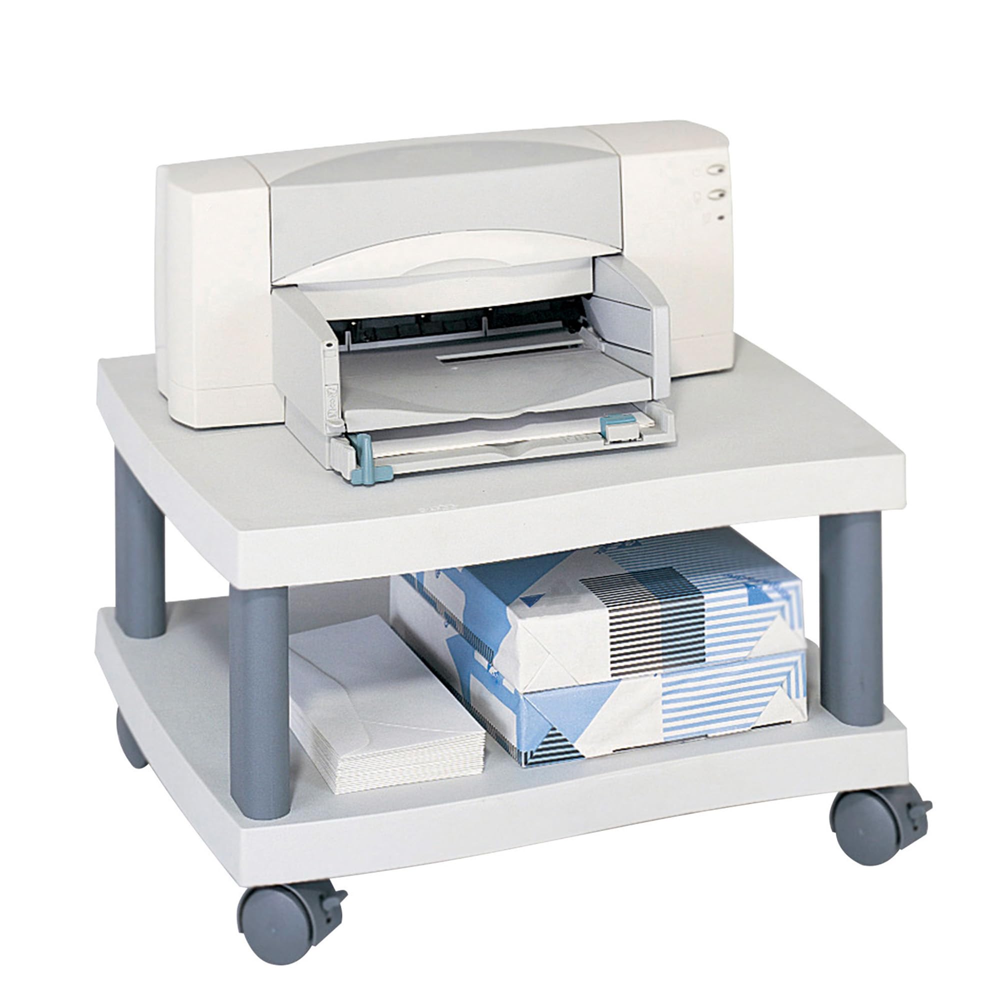 Safco Products Wave Underdesk Printer Stand 1861GR, Gray Powder Coat Finish, Swivel Wheels for Mobility, 50 lb. Capacity, Light Gray