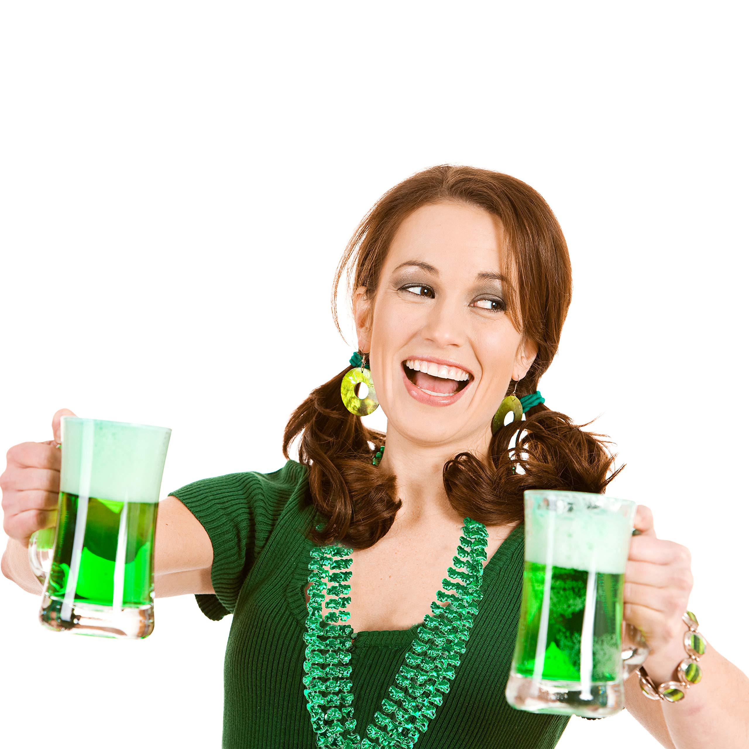 Skeleteen Green Shamrock Beads Necklaces - St Patricks Day Irish Clover Bead Necklace Party Favors Pack - 1 Dozen
