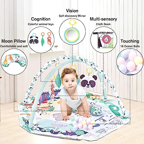 TFDER Baby Gym and Infant Play mat,Play Mat & Play Gym, Combination Baby Activity Gym for Sensory Exploration and Motor Skill Development from Baby to Toddler.(Green)