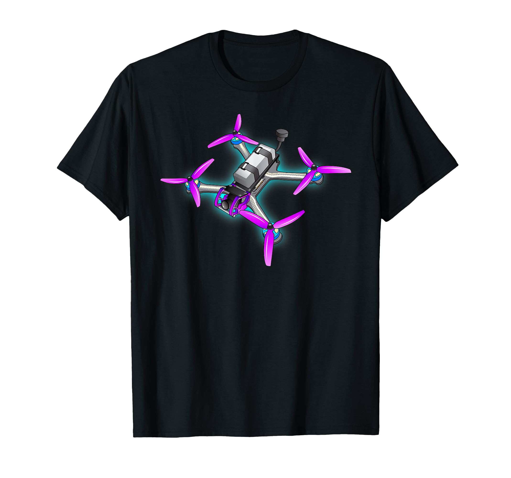 Freestyle FPV Racing Drone Pilot Acro Quadcopter Purple Blue T-Shirt