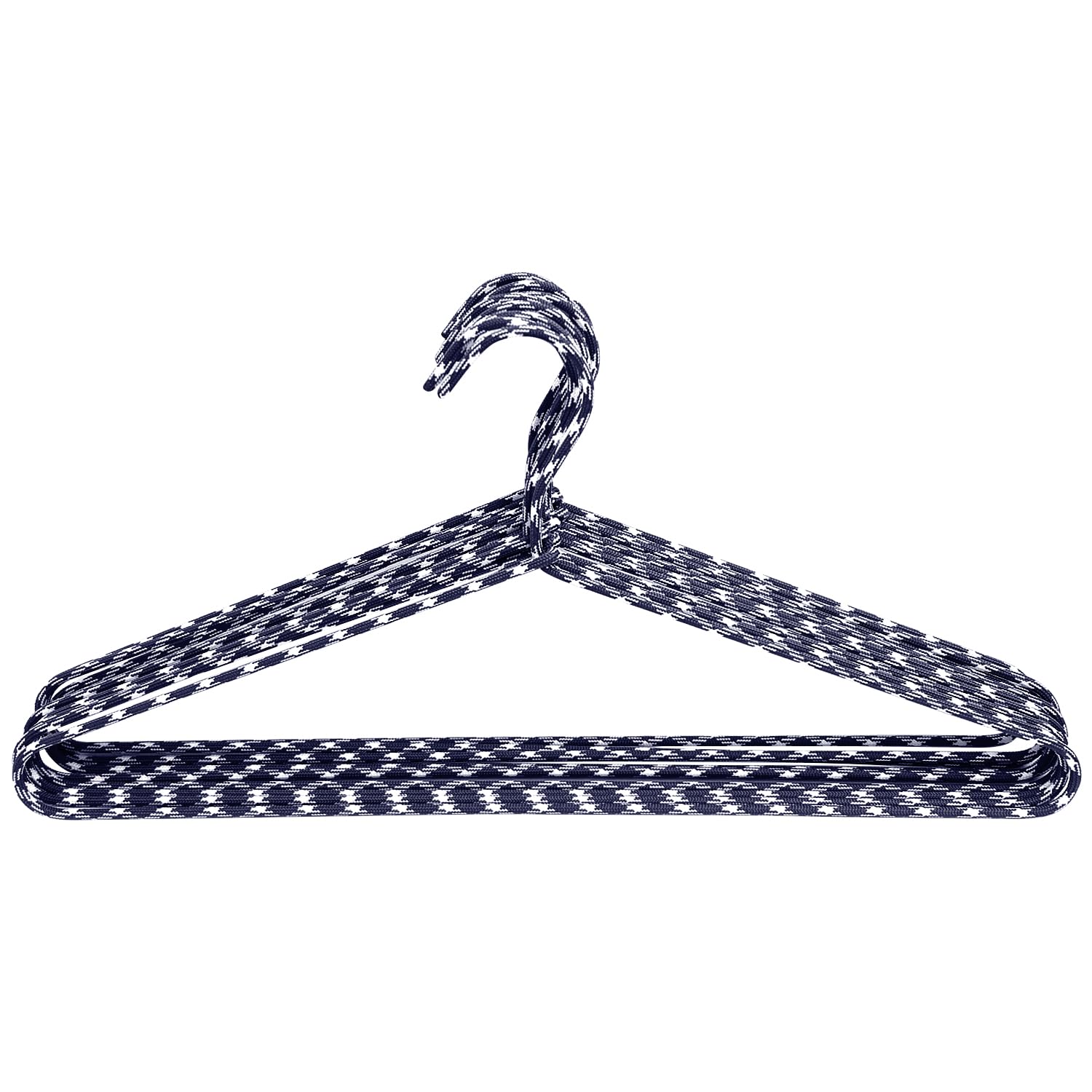 Rethink Your Room Clothes Hangers 10 Pack Stylish Fabric Wrapped Metal, Space Saving Coat, Velvet, Pant Hangers for Closet Organization, Durable Non-Slip, Navy/White Wardrobe Essentials Bulk Storage