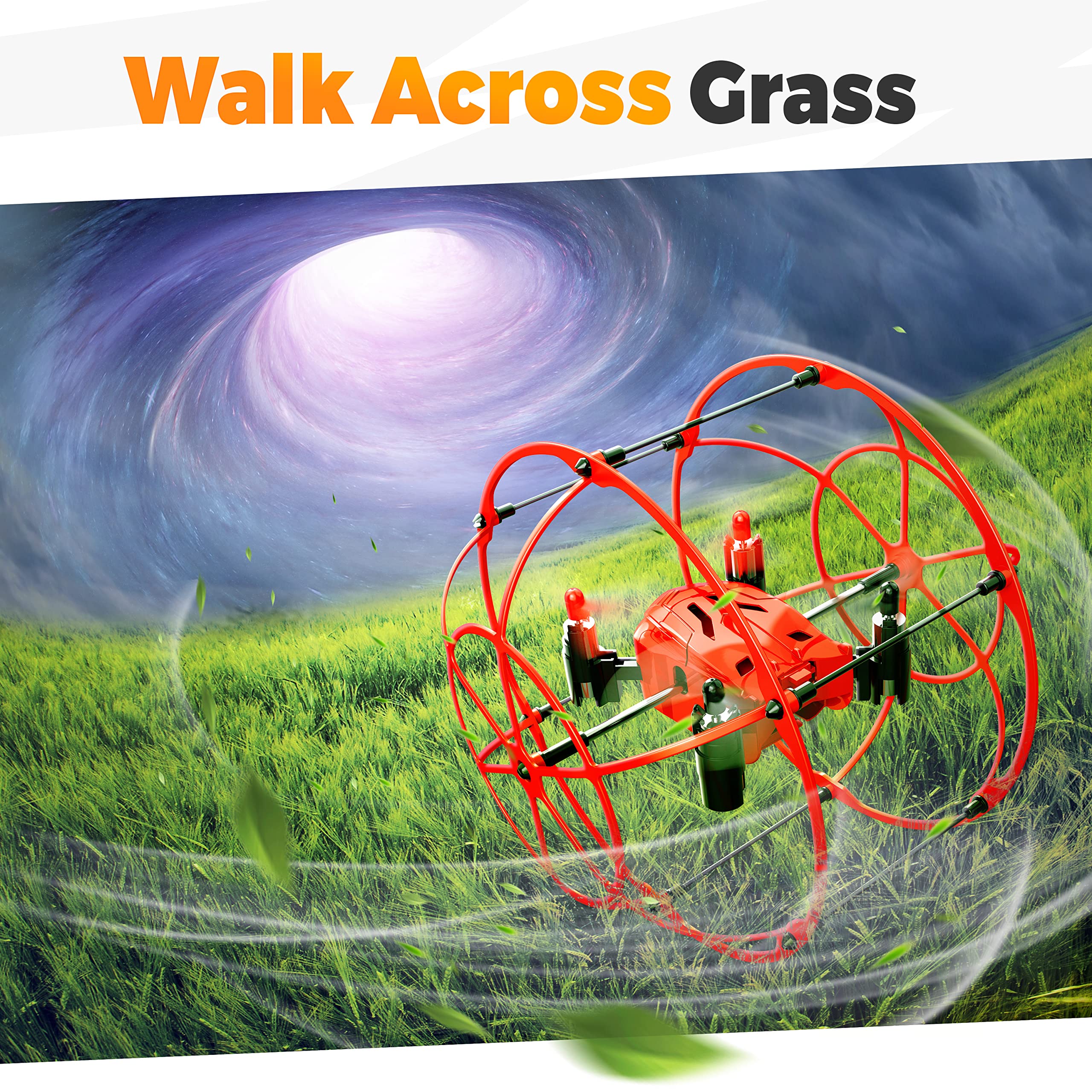 BEZGAR HQ053 Remote Control Drone for Kids - RC Mini Spherical Rolling Quadcopter Beginner 360 Degree Flip, Christmas Birthday Gift Indoor Outdoor Toys for Boys Age 4 5 6 7 8-12, Red