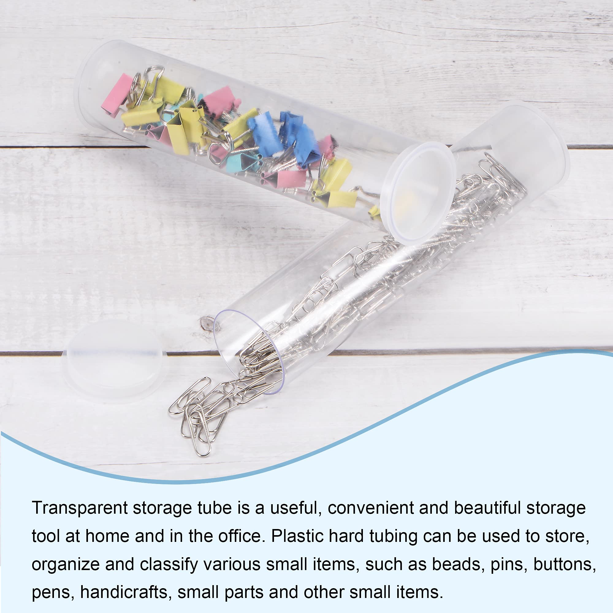 MECCANIXITY Clear Storage Tube 1 5/8"x7.5"(41mmx190mm) Lightweight for Bead Containers, Craft, DIY with White Caps 2 Pack