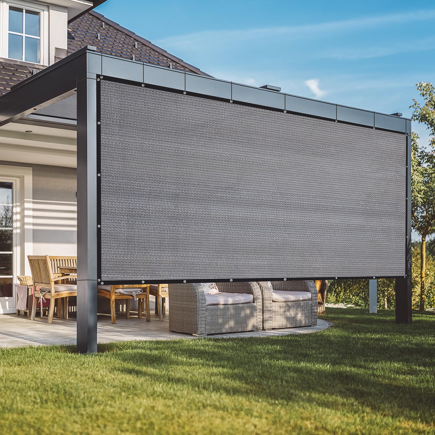 VICLLAX 90% Shade Fabric Sun Shade Cloth Privacy Screen with Reinforced Grommets for Outdoor Patio Garden Pergola Cover Canopy 10x14 FT, Dark Grey