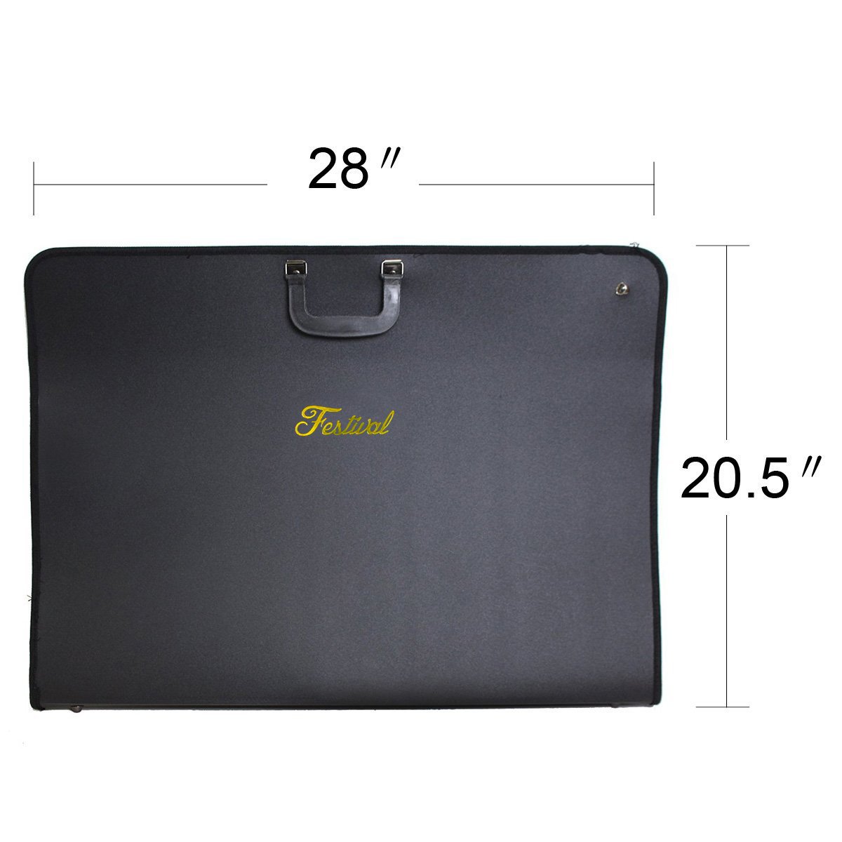 VACA KEY Art Portfolio Case PVC Storage Bag with Carrying Shoulder Strap and Zipper Artist Pocket Artwork Waterproof Sketch Drawing (28 x 20.5 Inch)