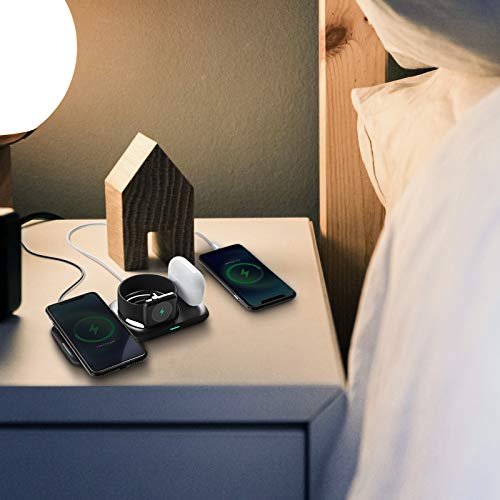 Wireless Magnetic Charging Station 4 in 1, Mag-Safe Charger Compatible for iPhone 14/13/12/11, Fast Charge Pad Compatible for Apple Watch Ultra/8/7/SE2/Airpods 1 2/ Pro1 2(QC 3.0 Adapter)