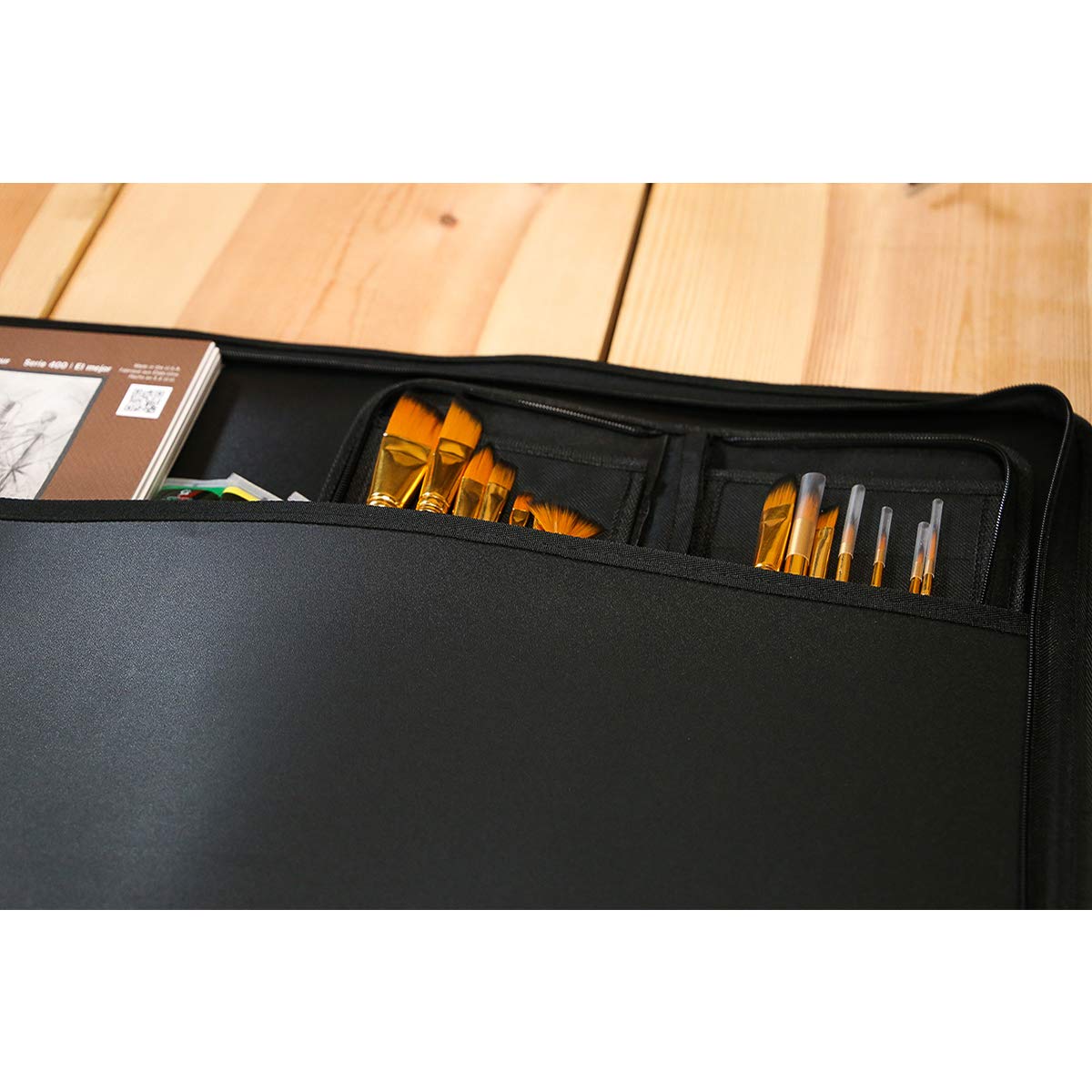 VACA KEY Art Portfolio Case PVC Storage Bag with Carrying Shoulder Strap and Zipper Artist Pocket Artwork Waterproof Sketch Drawing (28 x 20.5 Inch)