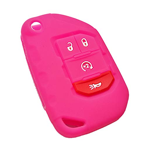 For Jeep 2018 2019 Wrangler JL JLU Rubicon 2020 2021 Jeep Gladiator JT 68292944AA Remote Control 4 Buttons Flip Key Fob Cover Case Bag Holder Jacket Black Rose