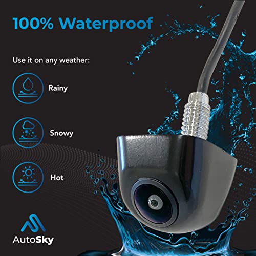AutoSky Back up Camera Metal OEM Style housing Rear View Camera IP69 Waterproof Night Vision HD and Ultra Wide Angle Backup Camera for Car Backup Camera for Truck Car SUV RV or Van