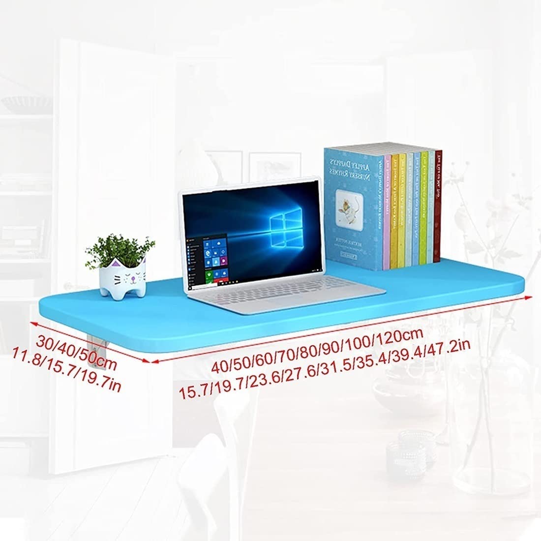 Laundry Folding Table, Wood Wall Mounted Table, Bracket Heavy Duty Stable Sturdy Wall Table, Floating Folding Table, Sturdy Hanging Table for Apartment, Study, Bedroom Kitchen Room Restaurant ( Color