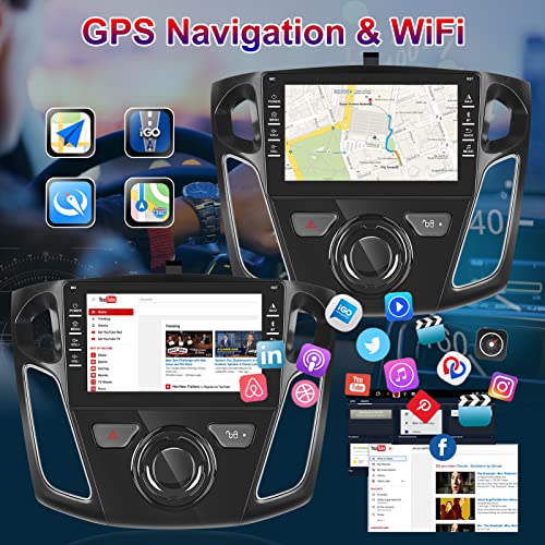 Android Car Stereo Radio for Ford Focus 2012 2013 2014 2015 2016 2017, 8 Inch Touch Screen GPS Head Unit Support Navigation WiFi Bluetooth Mirror Link FM Radio SWC + AHD Backup Camera