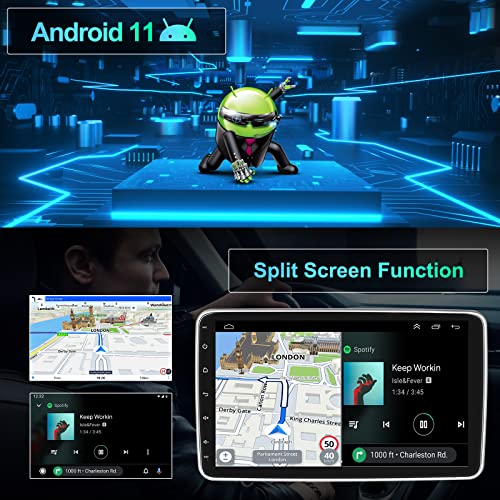 2022 Android 11 Rotating Touch Screen Car Stereo with Apple Carplay Android Auto, 10" Car Radio with Hi-Fi FM/RDS GPS WiFi Double Din Head Unit Support Bluetooth AHD Backup Camera(2+32)