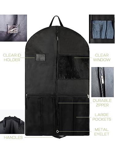 BAGYHACKS™ 43-Inch Heavy Duty Garment Bag w/Pocket for Dresses, Suits, Jackets, Shoes
