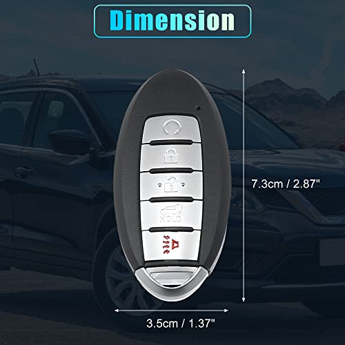 X AUTOHAUX 434MHz KR5TXN4 Replacement Smart Proximity Insert Keyless Entry Remote Key Fob for Nissan Rogue 2019 2020 2021 5 Buttons 4A Chip SUV Key 285E3-6RR7A S180144507