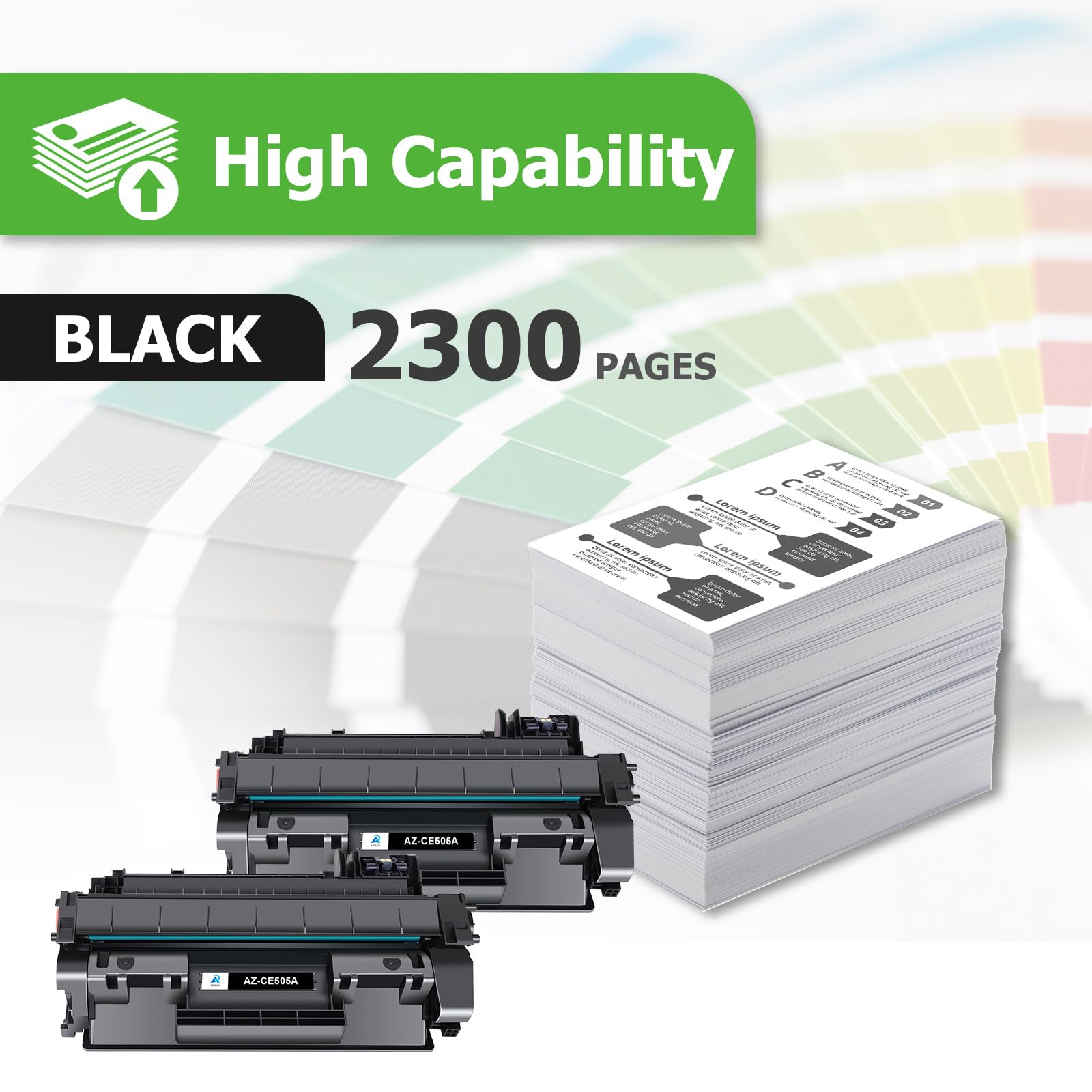 Aztech Compatible Toner Cartridge Replacement for HP CE505A 05A HP P2035 P2035N P2055DN 2055DN 2035N P2030 P2050 P2055D P2055X 2055D 2055X Printer (Black 2-Pack)