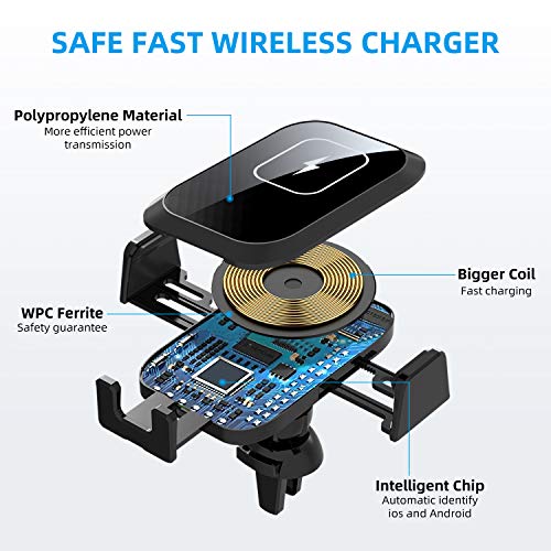 enomol Wireless Car Charger CD Slot Phone Mount, Auto-Clamping 15W Qi Fast Charging Infrared Smart Sensor Air Vent Cell Phone Holder,Compatible with iPhone 13 Pro Max 12 11 X 8,Samsung S21 S20 S10 S9