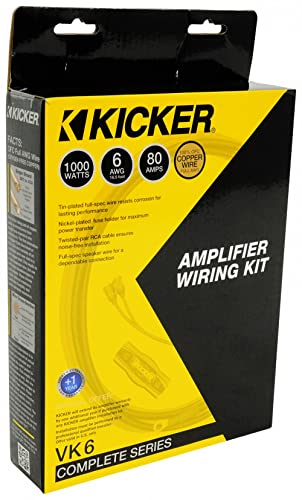 Kicker 6 Gauge Copper Amp Kit 47VK6-6AWG Complete Amplifier Wiring Kit with 2 Ch. Interconnects β Full Spec Oxygen-Free Copper Cabling Plus Free SoundSkins Lanyard