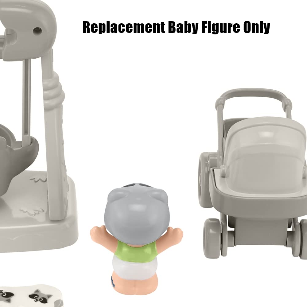 Replacement Part for Fisher-Price Little People Swing 'n Stroll Playset - GTT62 ~ Replacement Baby Figure ~ Green Shirt ~ Raccoon Hat ~ Red Curl