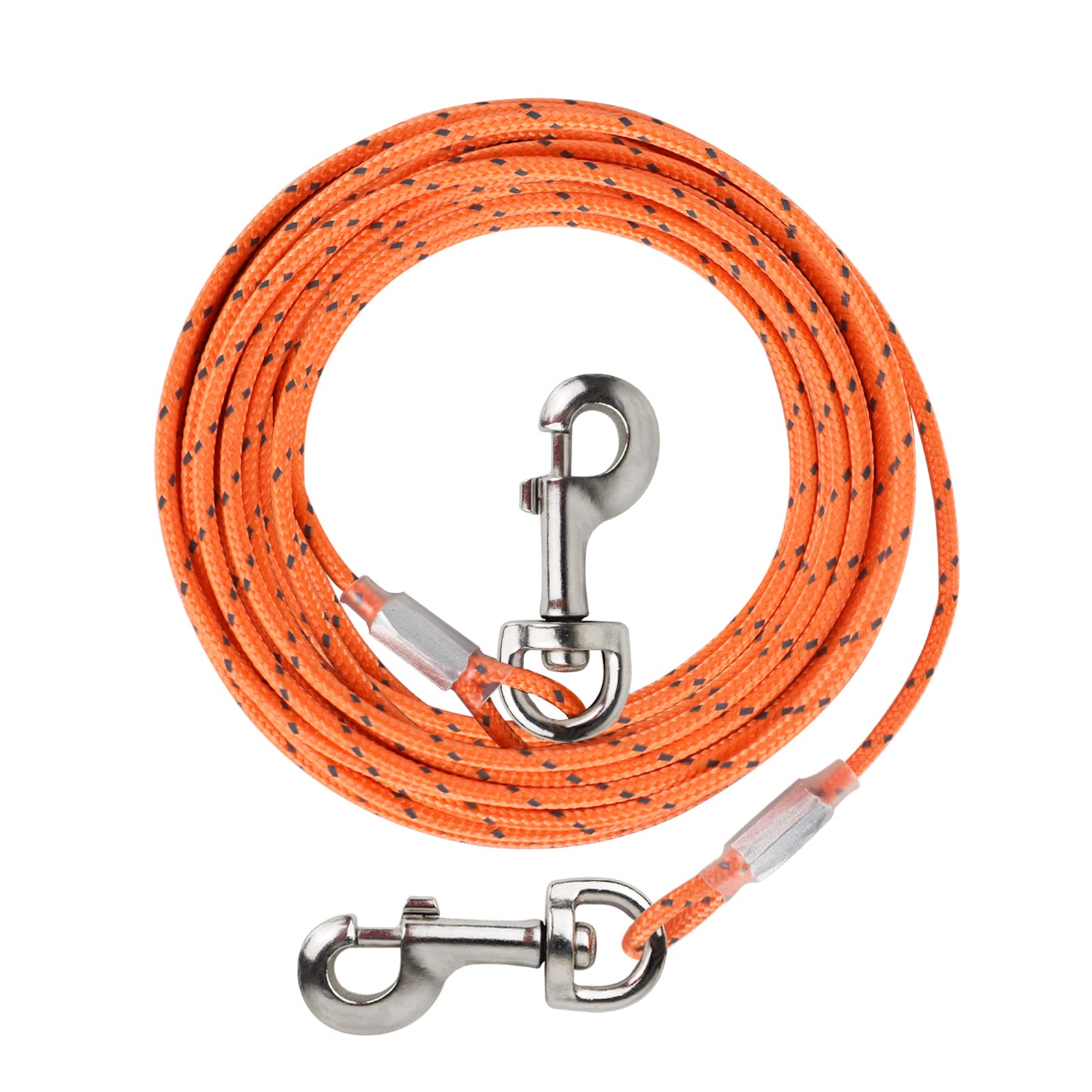 HaiYUAN Dog Tie Out Cable 10/15/20/30FT Dog Run Cable Orange/Grey Tie Out Cable for Dogs with Reflects Light Dog Cable for Large Dogs Heavy Duty for Outside Hold Large Dogs Up to 100LBS