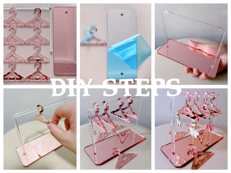XINZHIDA Earring Hanger Rack with 8 Mini Coat Hangers, Acrylic Earring Holder Display Stand, Ear Studs Hanging Earrings Organizer For Women Girls, Transparent