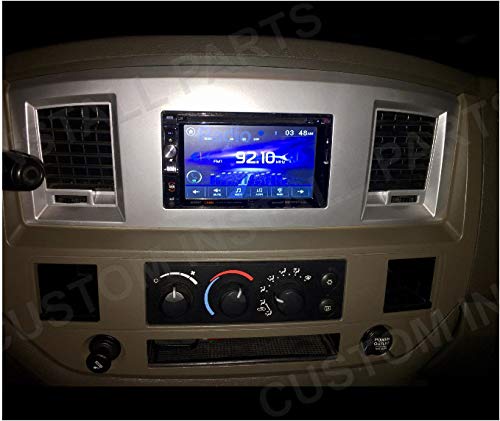 Custom Install Parts Khaki w/Silver Double Din Stereo Radio Dash Kit Install Bezel +Wiring Harness+Antenna Adapter Compatible with Dodge Ram 2006-2009(Khaki/Silver Standard Non Canbus Wire Harness)