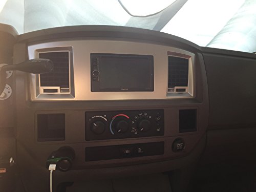 Custom Install Parts Khaki w/Silver Double Din Stereo Radio Dash Kit Install Bezel +Wiring Harness+Antenna Adapter Compatible with Dodge Ram 2006-2009(Khaki/Silver Standard Non Canbus Wire Harness)